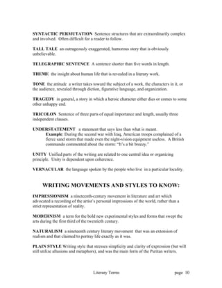 Ap literary terms | PDF | Fiction | Books and Literature