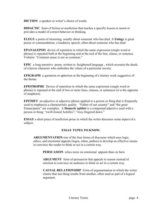 Ap literary terms | PDF | Fiction | Books and Literature
