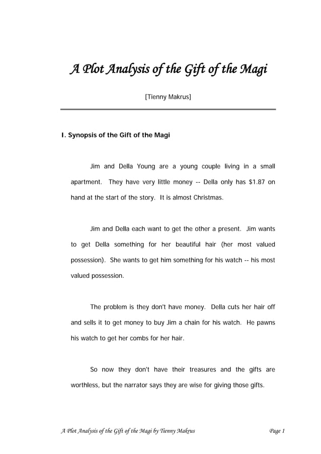 A plot analysis of the gift of the magi | PDF