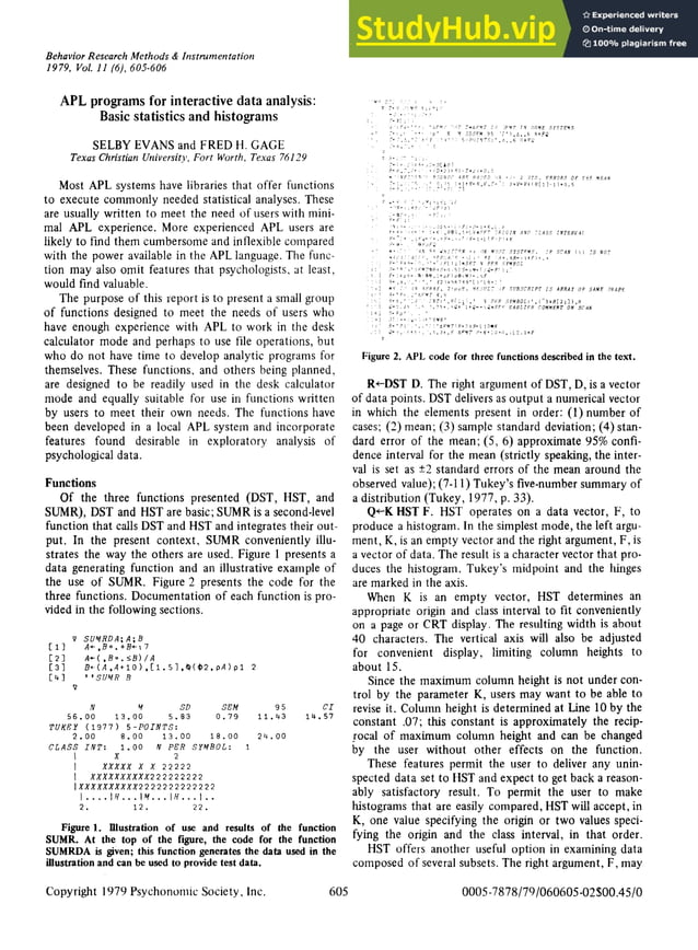 APL Programs For Interactive Data Analysis Basic Statistics And Histograms | PDF