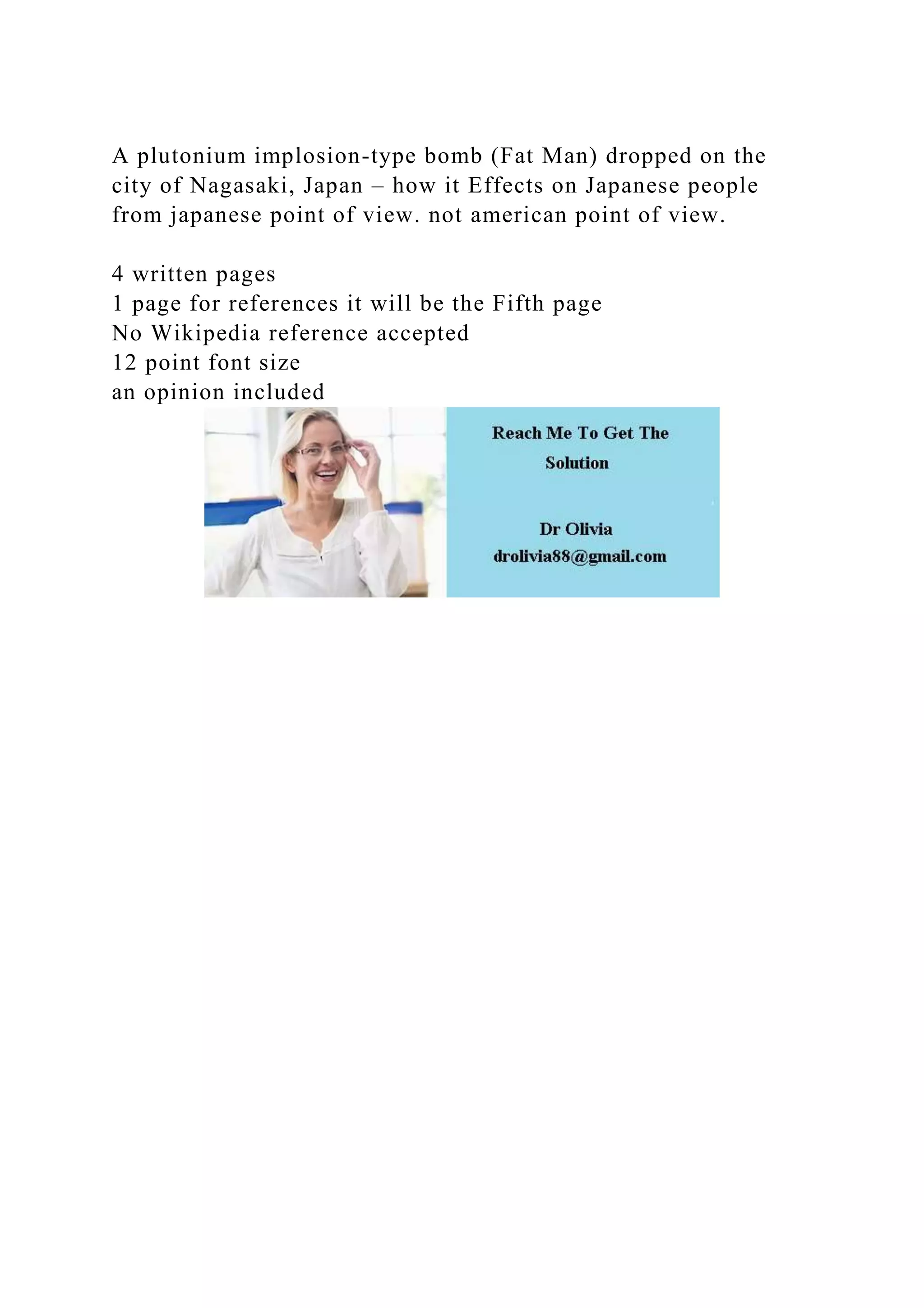 A plutonium implosion-type bomb (Fat Man) dropped on the city of Nag.docx