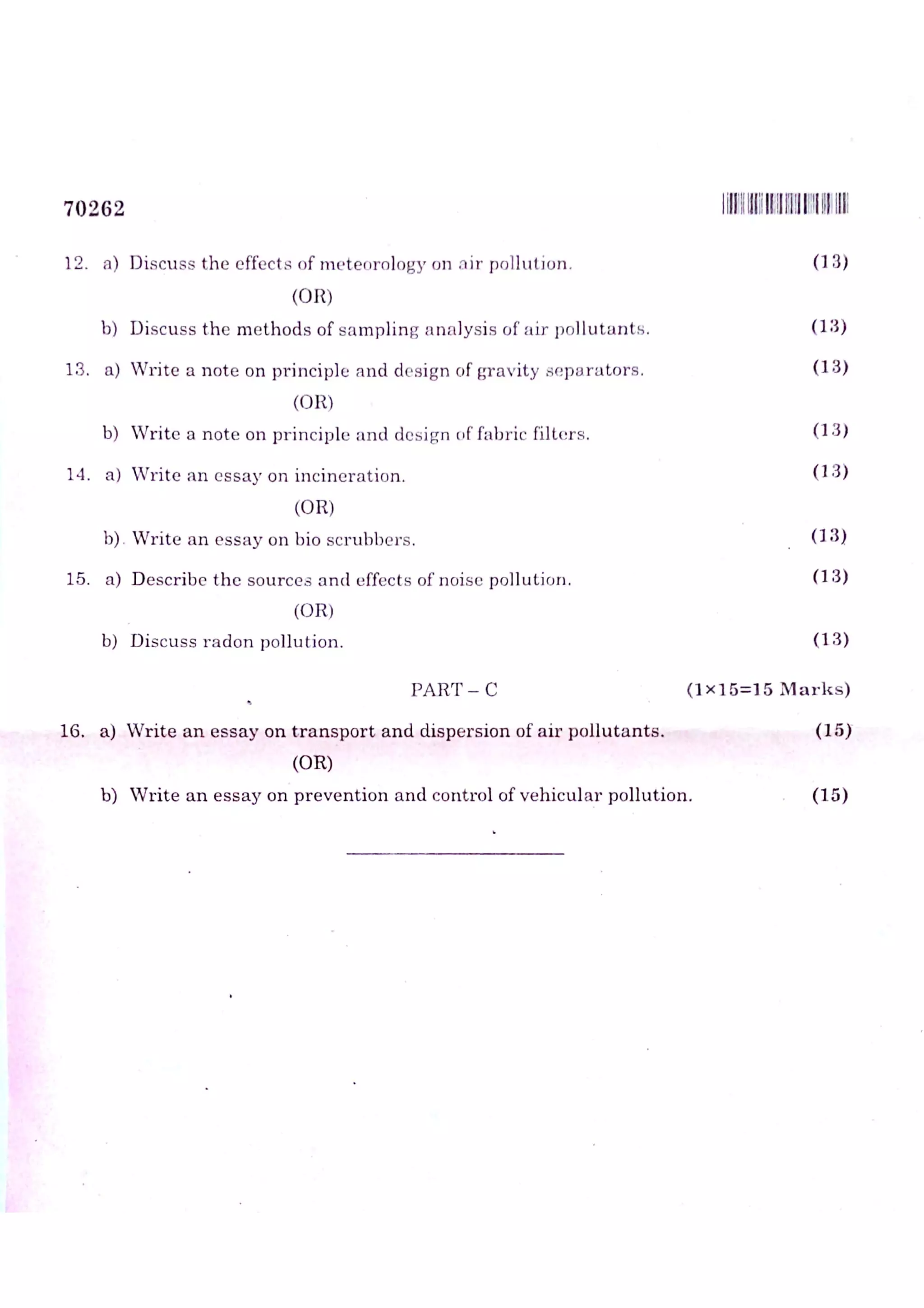 EV5203-Air and noise pollution control engineering-previous year ...