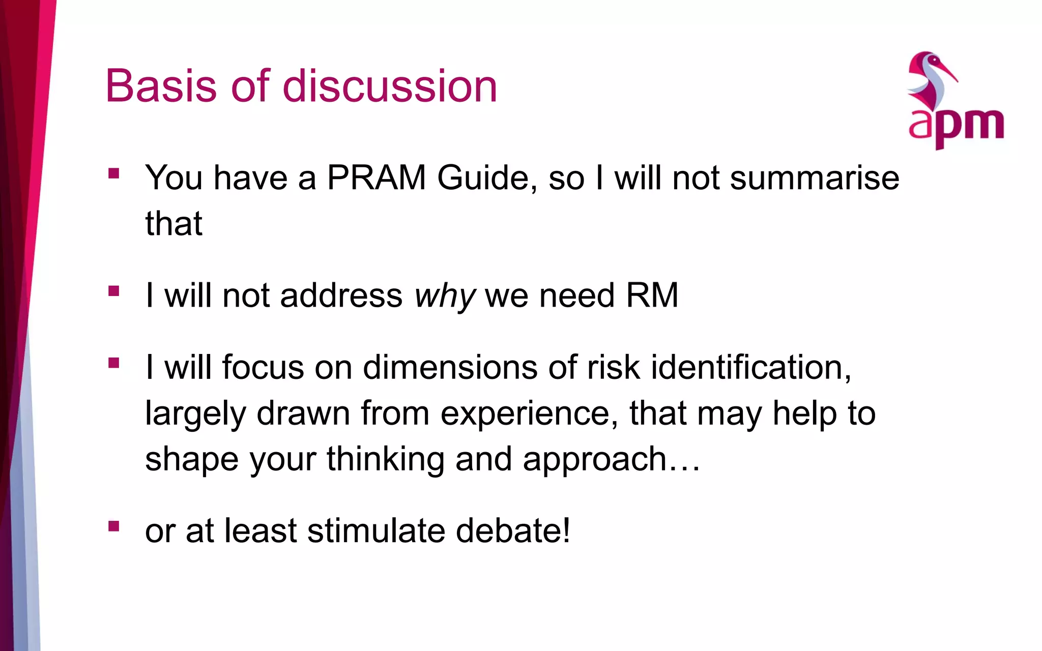 APM Four seasons of risk - Scotland: Identification | PPT