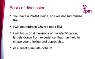 APM Four seasons of risk - Scotland: Identification | PPT | Science