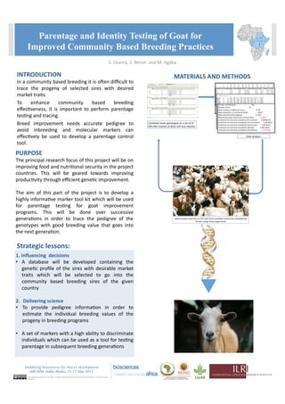 Parentage and identity testing of goat for improved community based ...