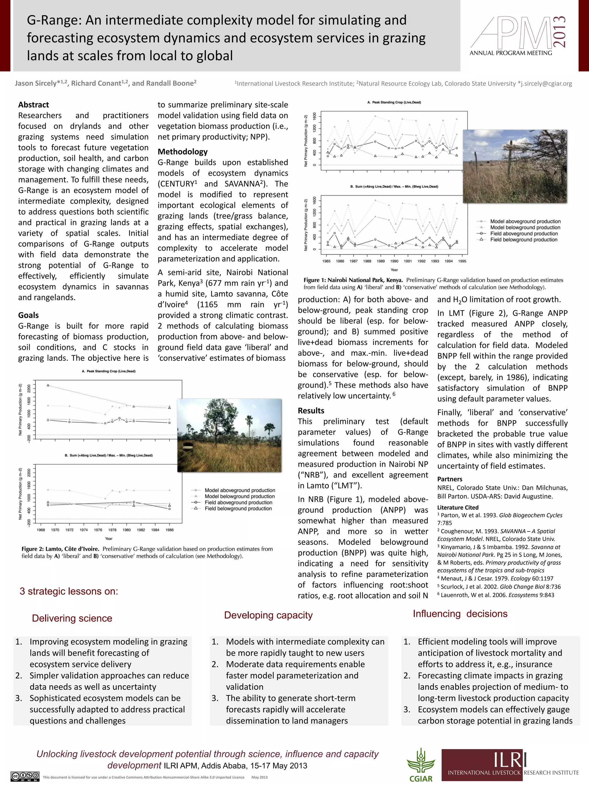 G-Range: An intermediate complexity model for simulating and ...