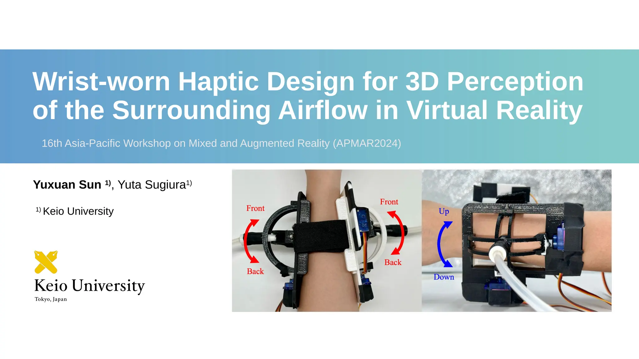 Wrist-worn Haptic Design for 3D Perception of the Surrounding Airflow in Virtual Reality (APMAR ...