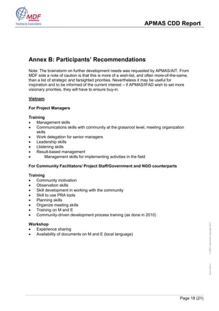 Community Driven Development and Gender Mainstreaming APMAS report | PDF