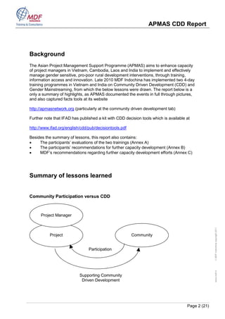 Community Driven Development and Gender Mainstreaming APMAS report | PDF