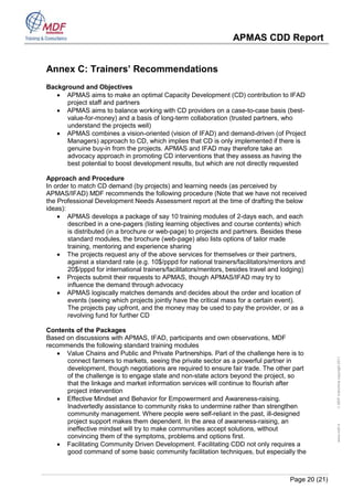 Community Driven Development and Gender Mainstreaming APMAS report | PDF