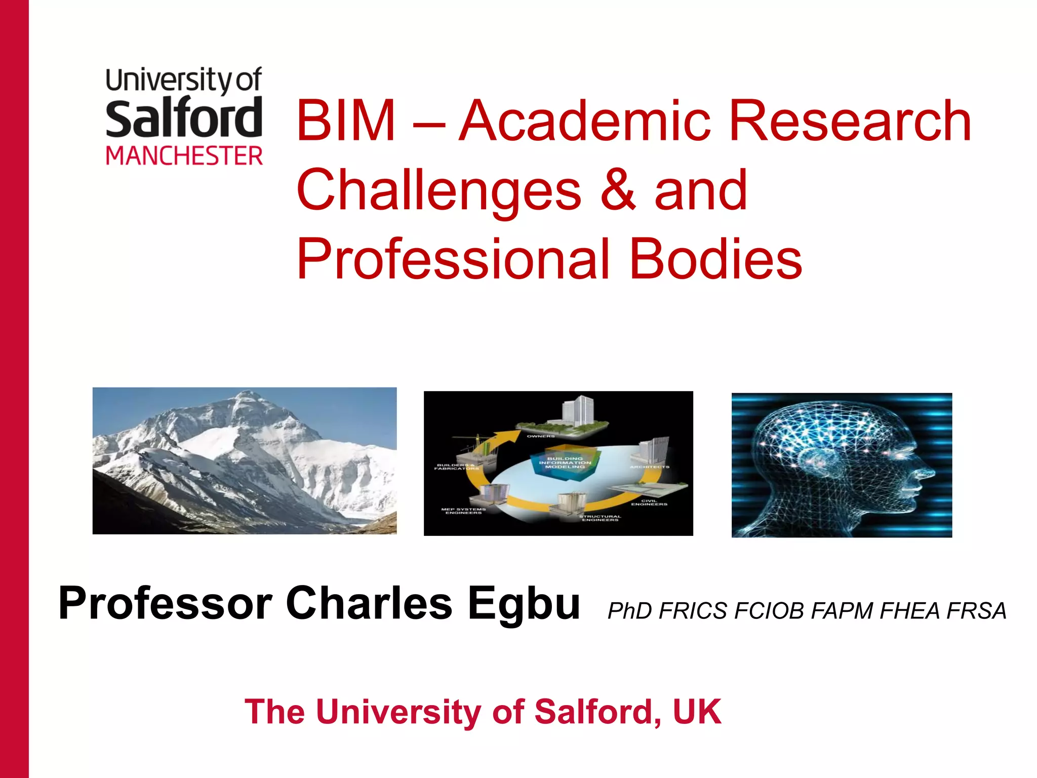 BIM Academic research - Professor Charles Egbu, University of Salford | PDF