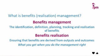 APM Prioritise your portfolio using benefits management framework. | PPT
