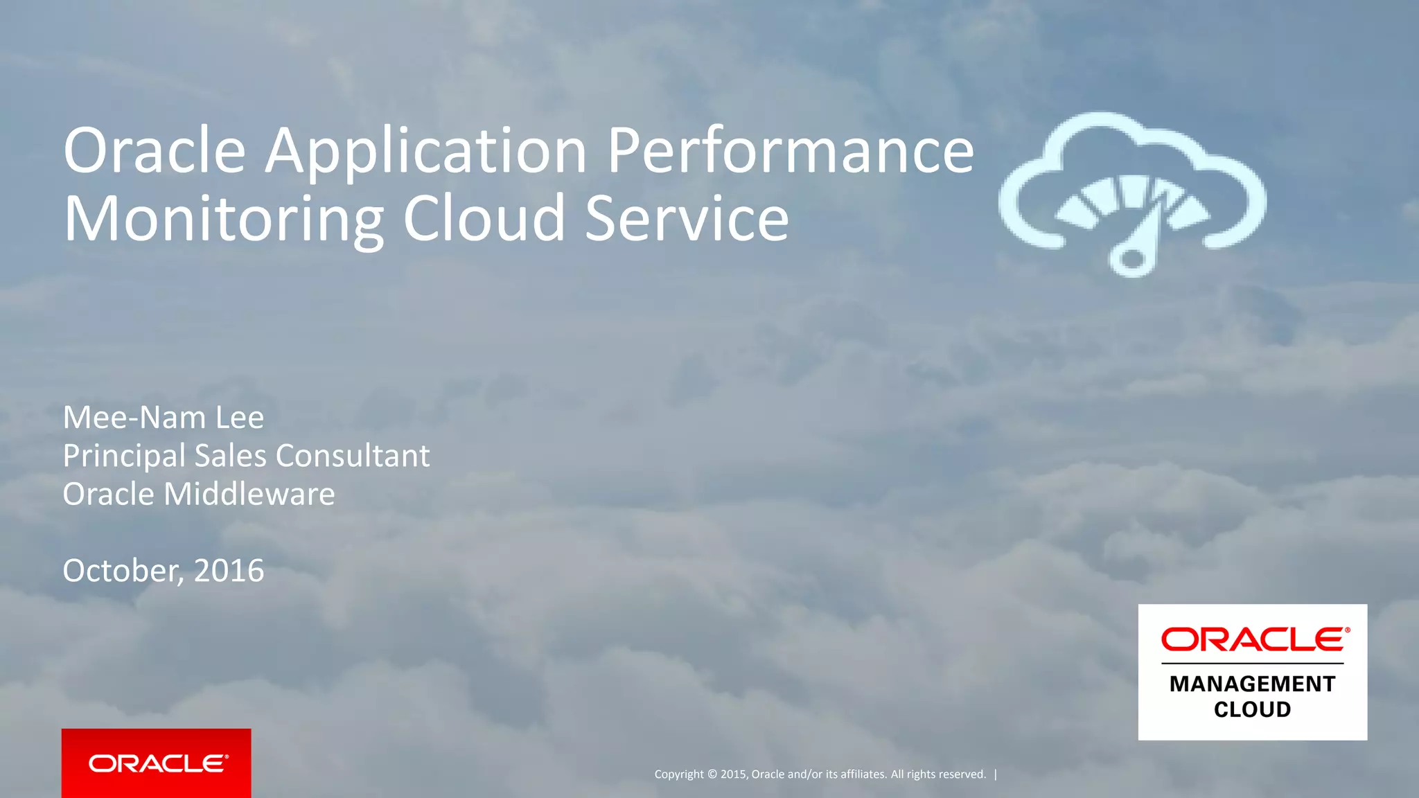 Oracle Application Performance Monitoring Cloud Service 소개 Ppt