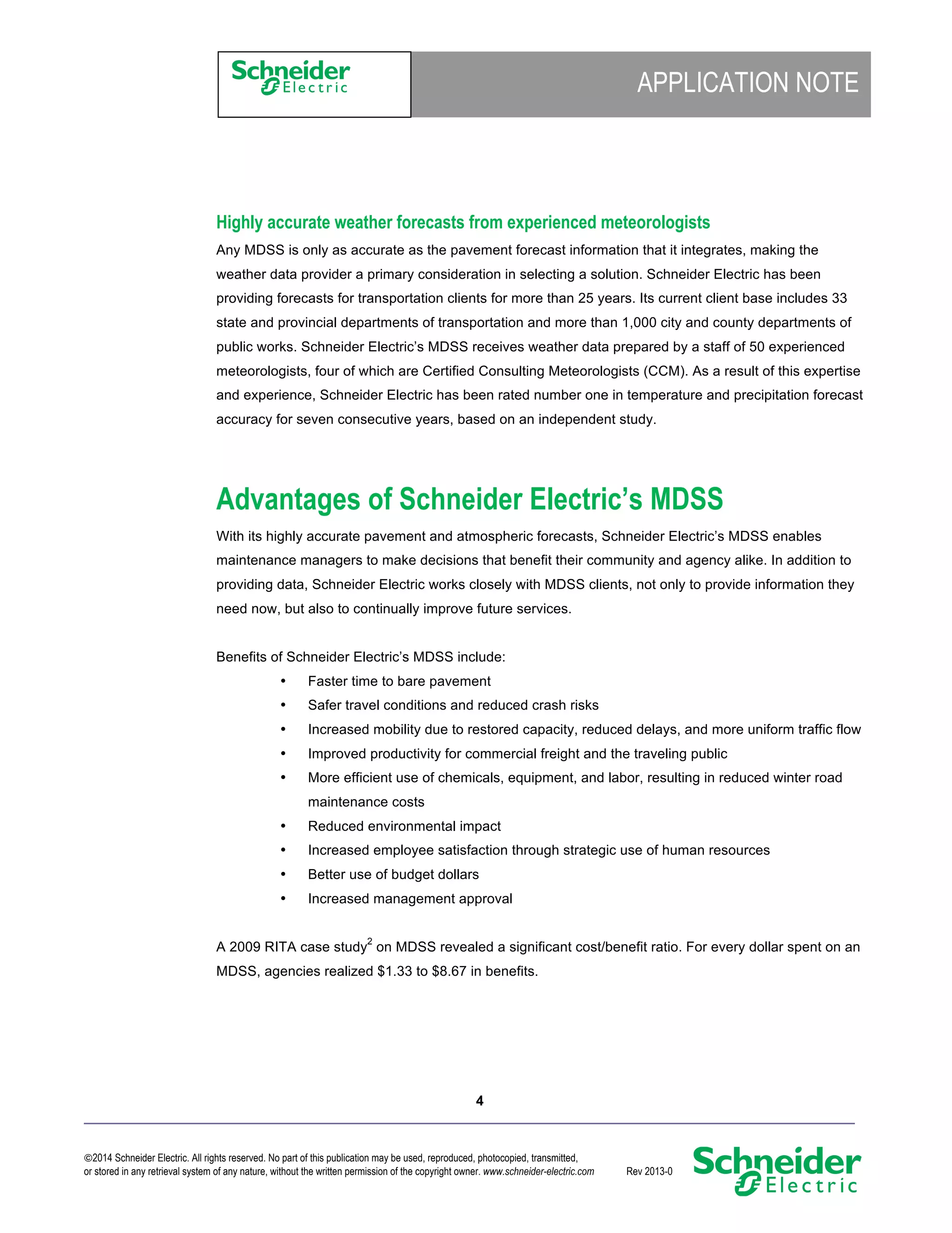Application Note: Maintenance Decision Support System (MDSS) for Winter ...