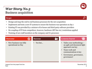 Lessons From The Project Front Line - 4th November 2015 | PPT