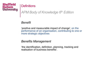 Benefits Management: Practice makes perfect? | PPTX