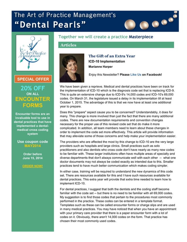 The Art of Practice Management Dental Pearls - May 2014 | PDF