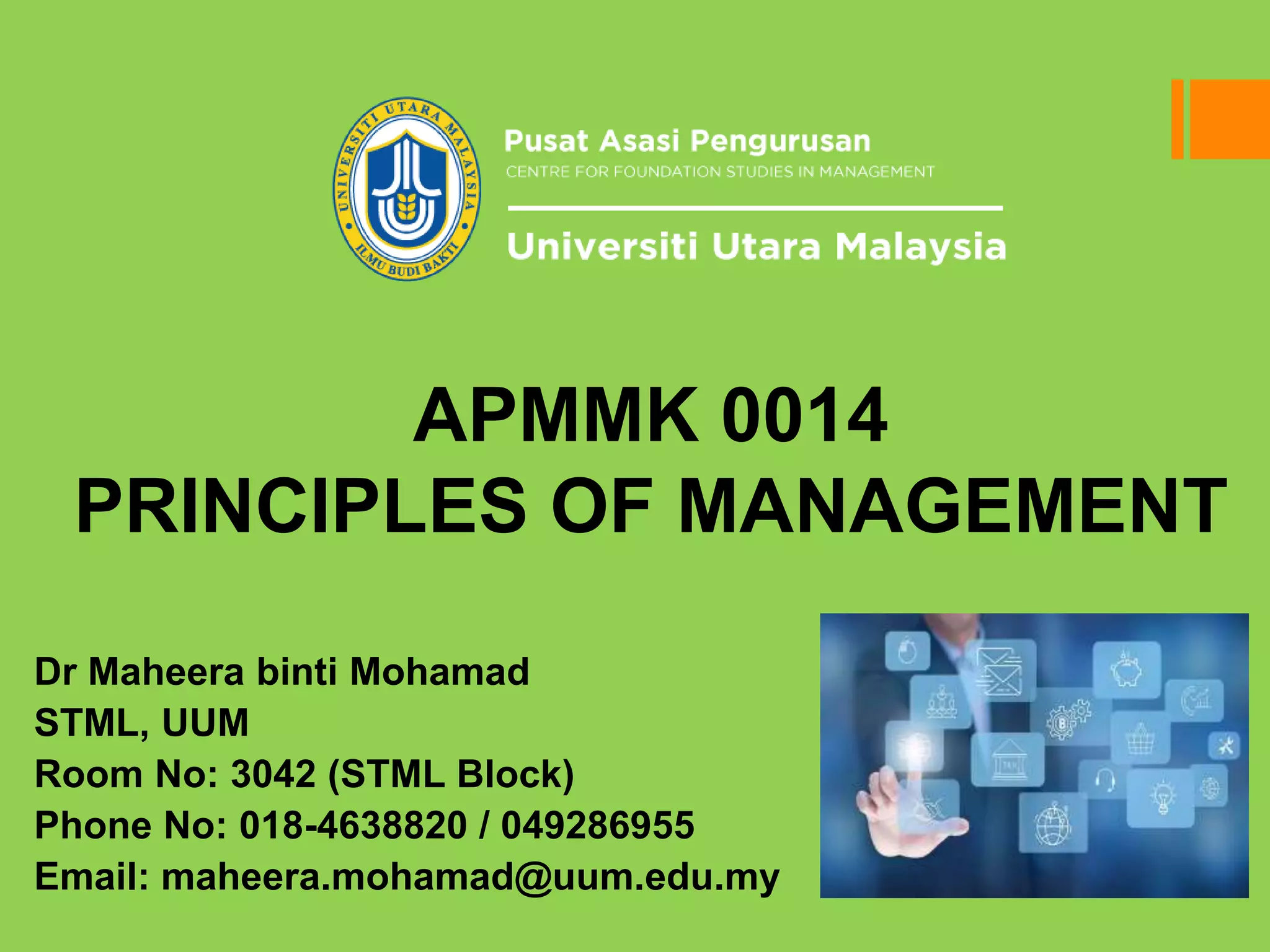 APMMK 0014 PRINCIPLES OF MANAGEMENT Syllabus content.pptx | Business ...