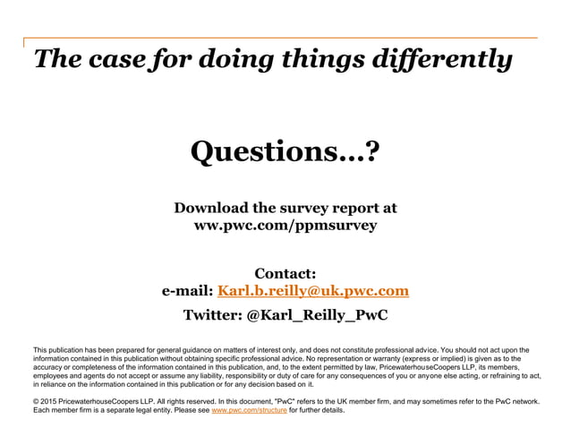 Karl Riley PwC analysis from their 4th global PPM | PPT