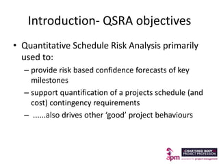 APM QSRA webinar; introduction for risk and planning professionals and ...