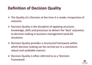 Decision Quality – A Peek Behind the Curtain | PDF