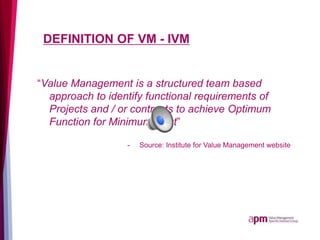 An introduction to value management: slides and recording | PPSX