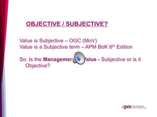An introduction to value management: slides and recording | PPT
