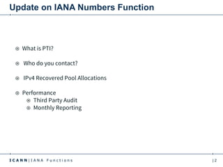 IANA Numbers Function Update | PPT