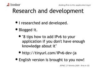 Adding IPv6 to the application layer | PPT | Computer Networking | Computing