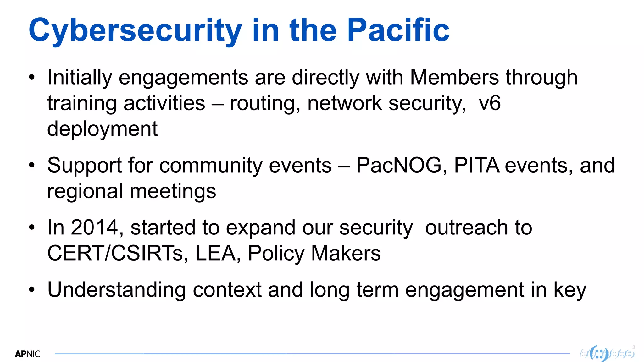 Cyber Security Regional Forum: APNIC's cybersecurity work in the ...
