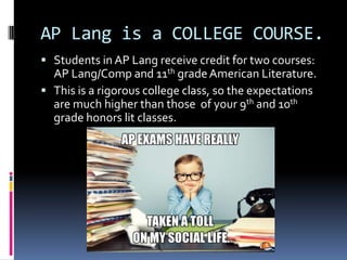 Don't Say We Didn't Warn You: AP Lang Info | PPTX