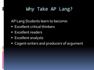 Don't Say We Didn't Warn You: AP Lang Info | PPTX