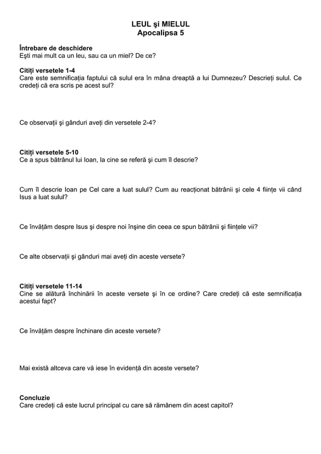 Apocalipsa 5 intrebari | DOC