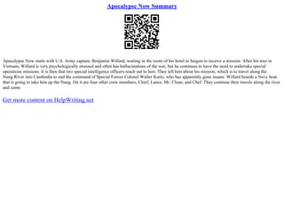 Apocalypse Now Summary | PDF