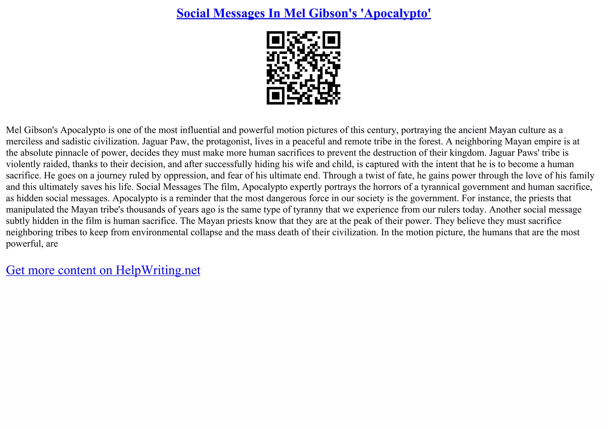 Apocalypto Summary | PDF