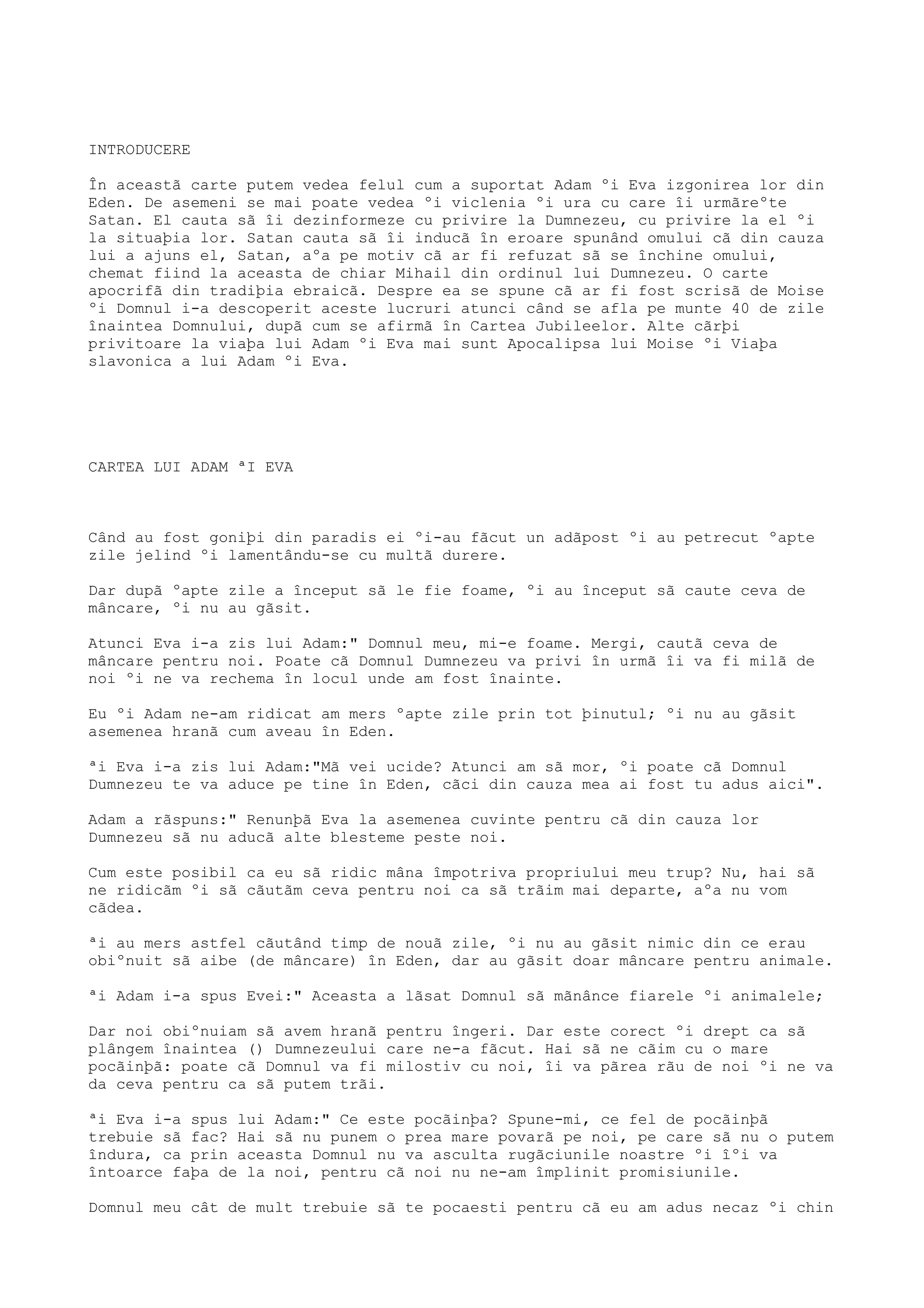 Apocrifa cartea lui adam si eva | TXT