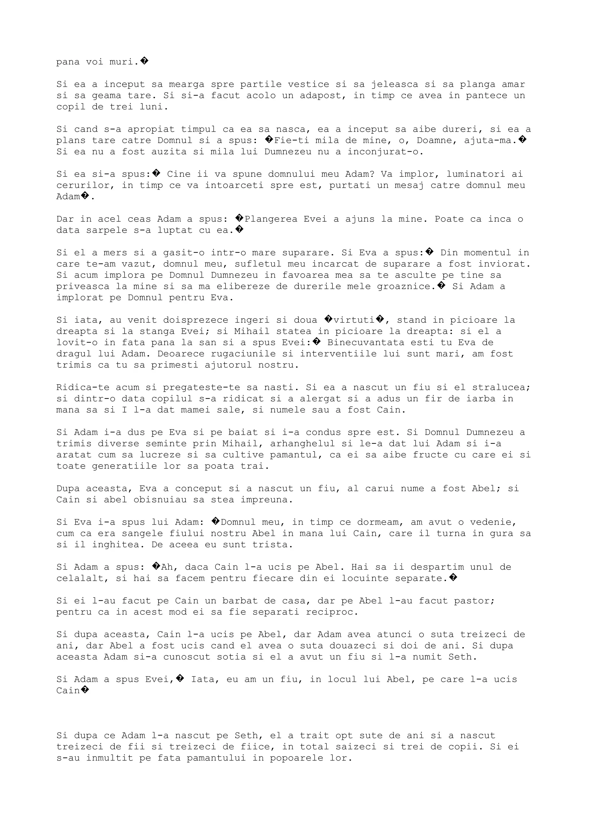 Apocrifa cartea lui adam si eva | TXT