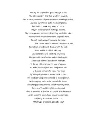 A poem about two coaches | PDF | Basketball | Sports