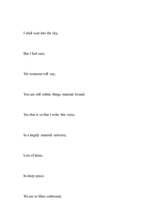 A poem by t.k. ramakrishna while on the first indian manned mission to ...