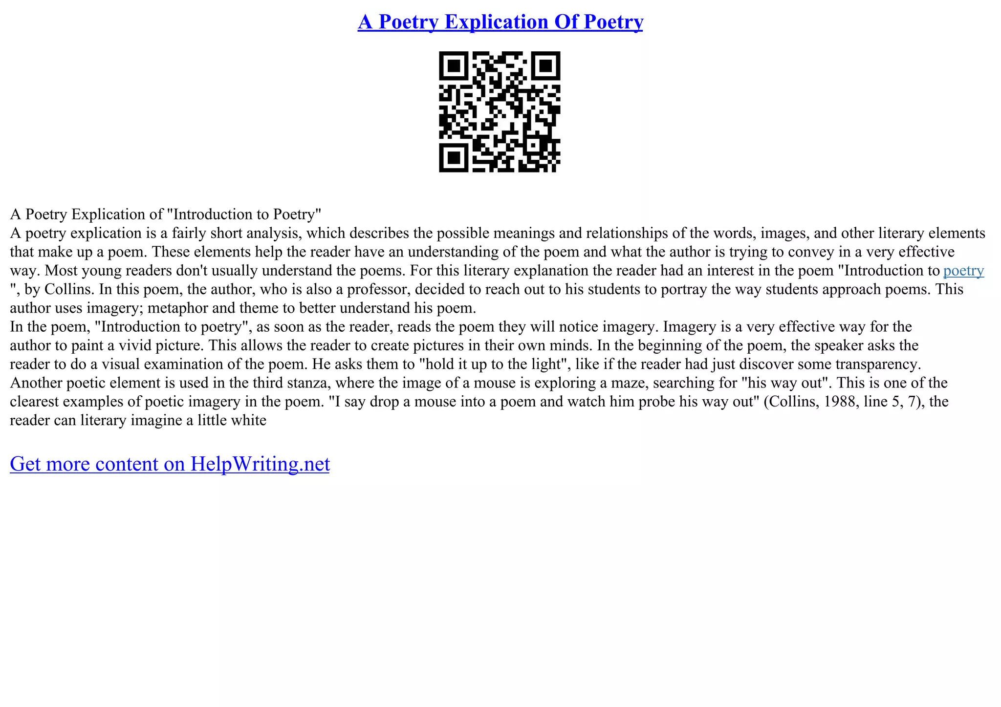 A Poetry Explication Of Poetry | PPT