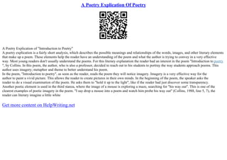 A Poetry Explication Of Poetry | PPT