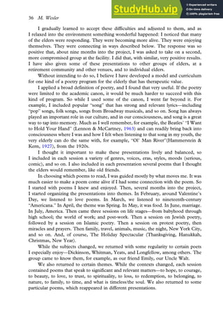 A Poetry Program For The Very Elderly Narrative Perspective On One ...