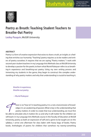 A Poet S Journey As A R Tographer Poetic Inquiry With Junior High ...