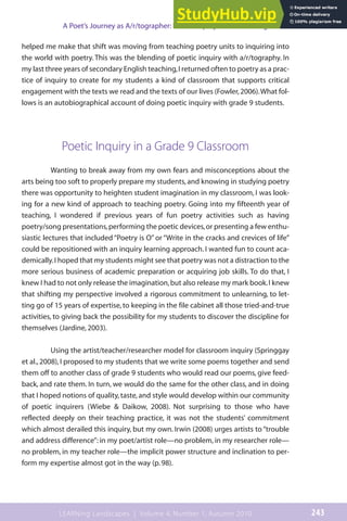 A Poet S Journey As A R Tographer Poetic Inquiry With Junior High ...