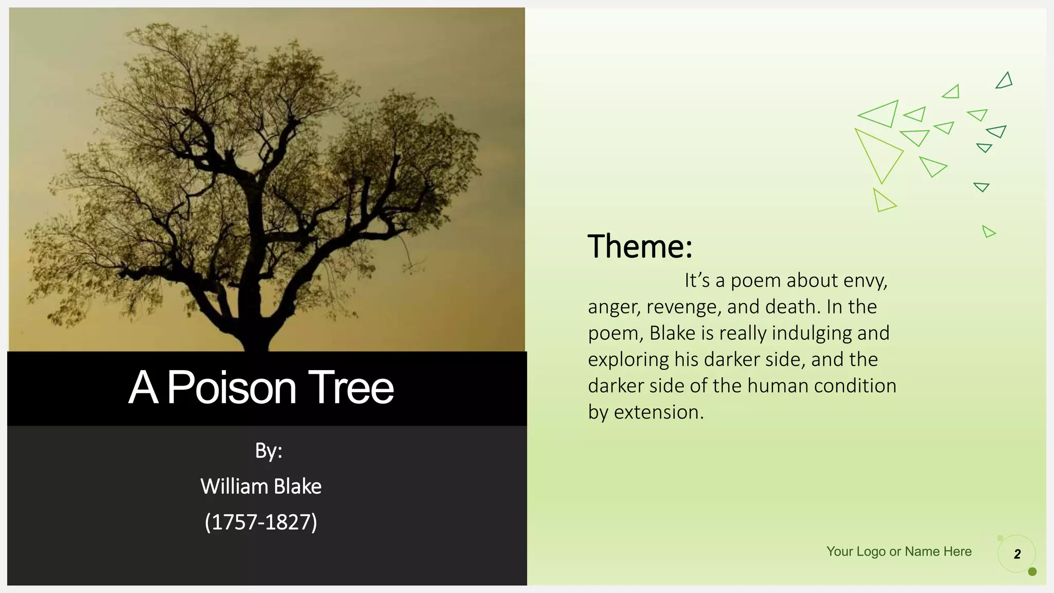 A Poison Tree Poem By William Blake ( Style, Theme & Symbolism) | PPTX ...
