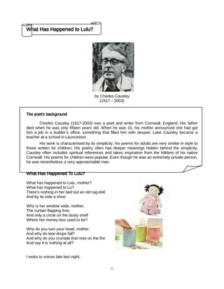 A Poison Tree & What Happened To Lulu? | PDF