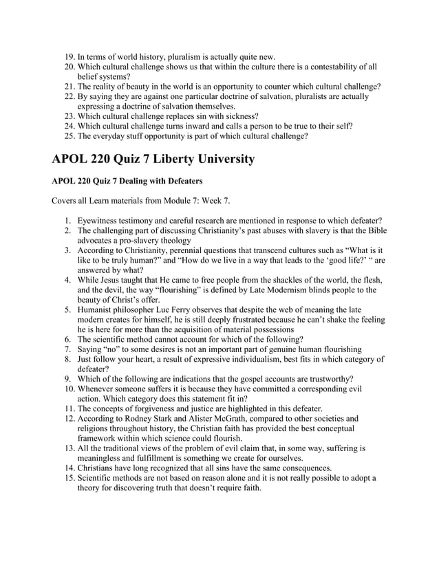 APOL 220 Quiz 5,6,7,8 Liberty University.docx