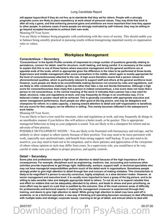 Apollo Development Personality Report | PDF