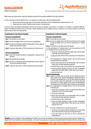 Apollo Munich Optima Senior Policy Wording | PDF