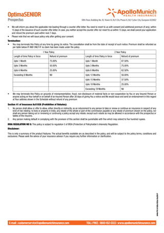 Apollo Munich Optima Senior Prospectus | PDF